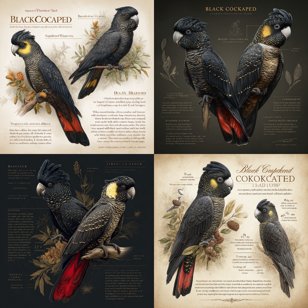 "Black-capped cockatoo, once the 'Ink-feathered Sp... | Midjourney官网_AI ...