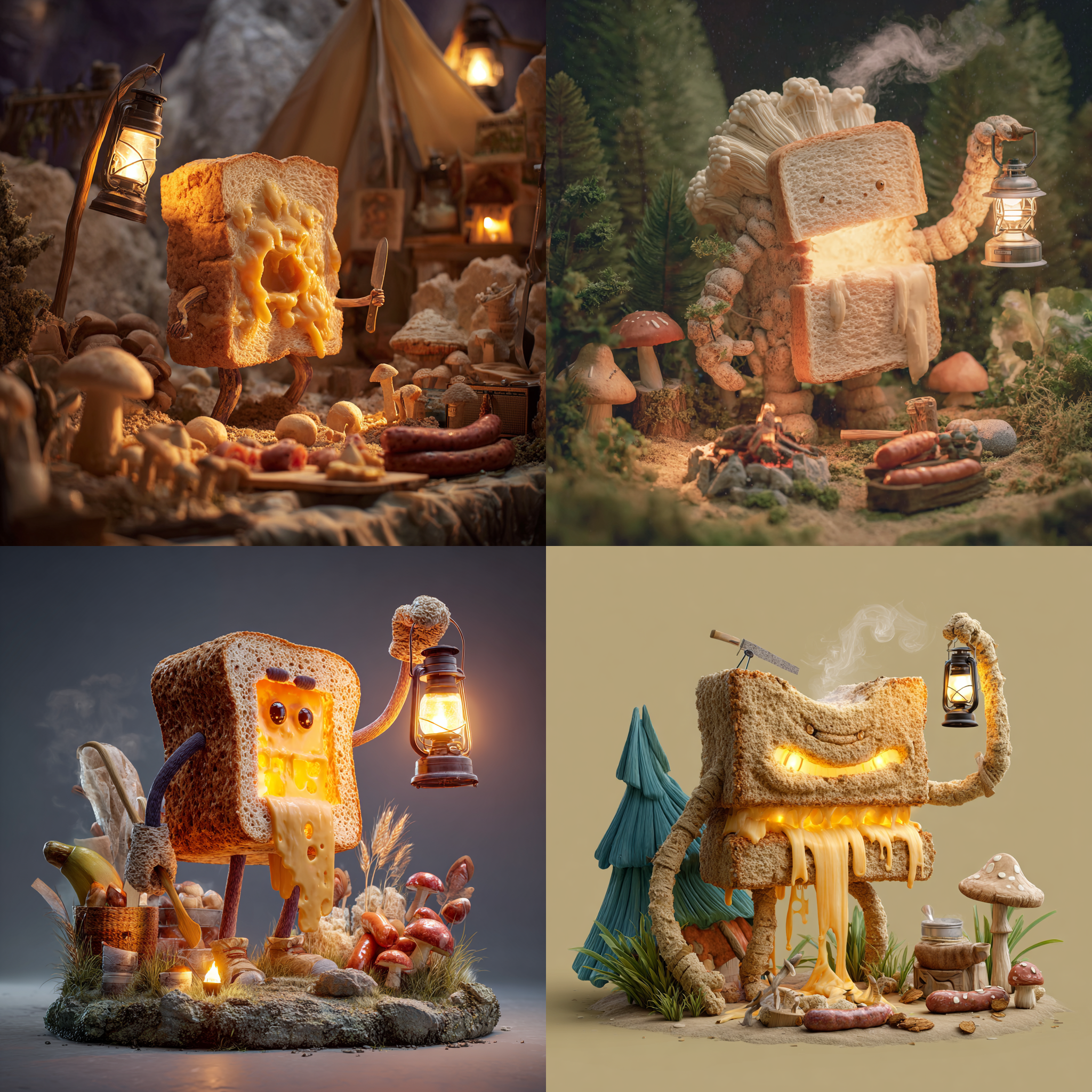 The bread shaped monster holds a lamp, and the flo... | Midjourney官网_AI ...