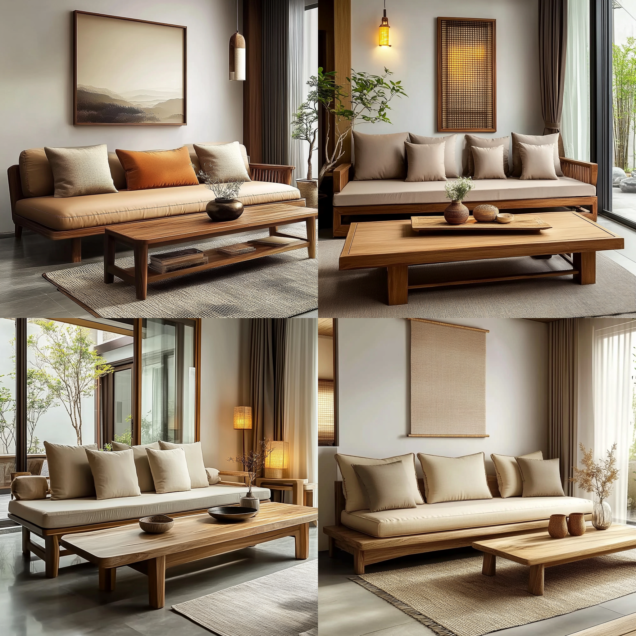 Living room vintage solid wood sofa, long and simp... | Midjourney官网_AI ...