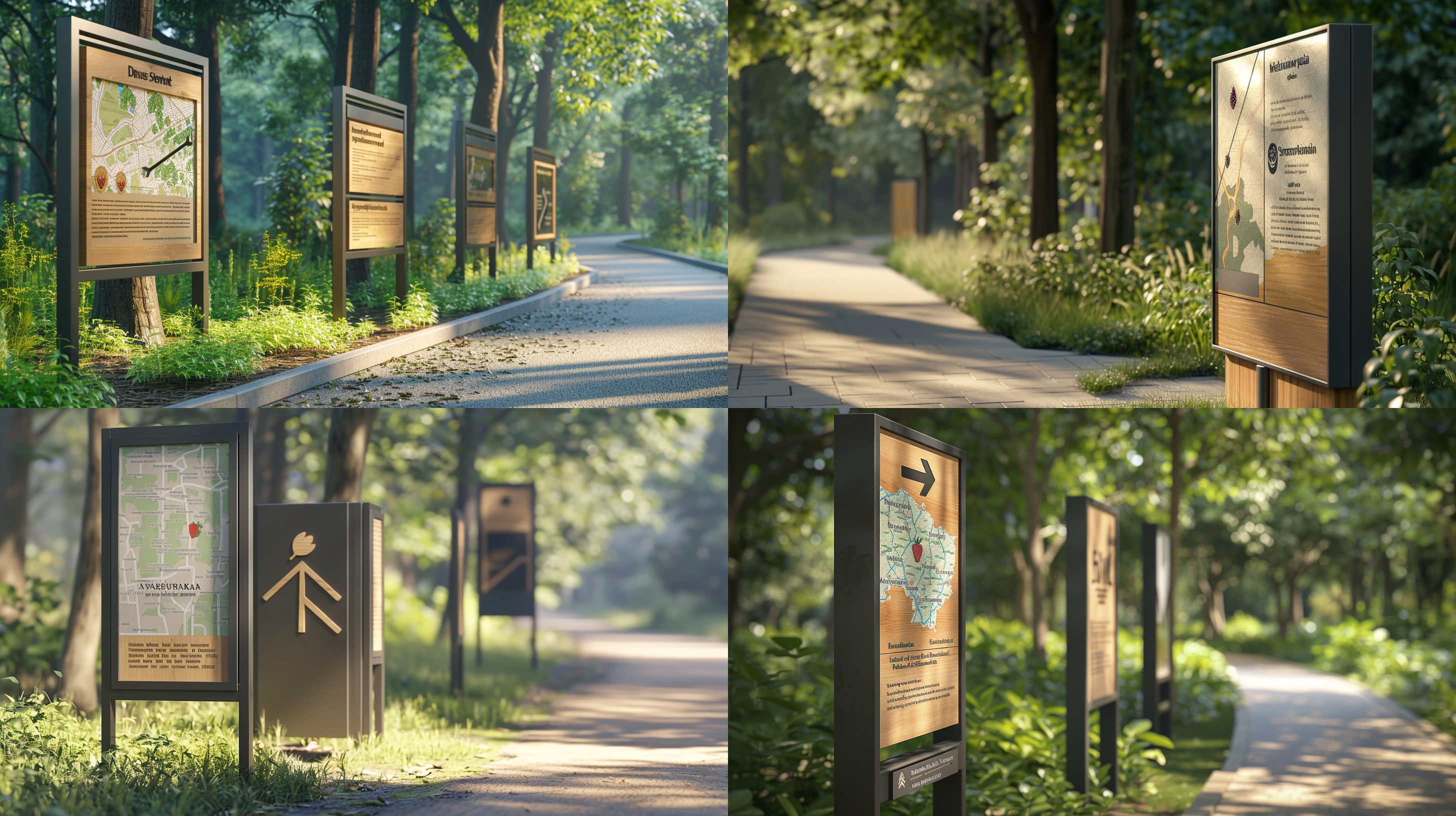 Professional park wayfinding system in daylight: [... | Midjourney官网_AI ...
