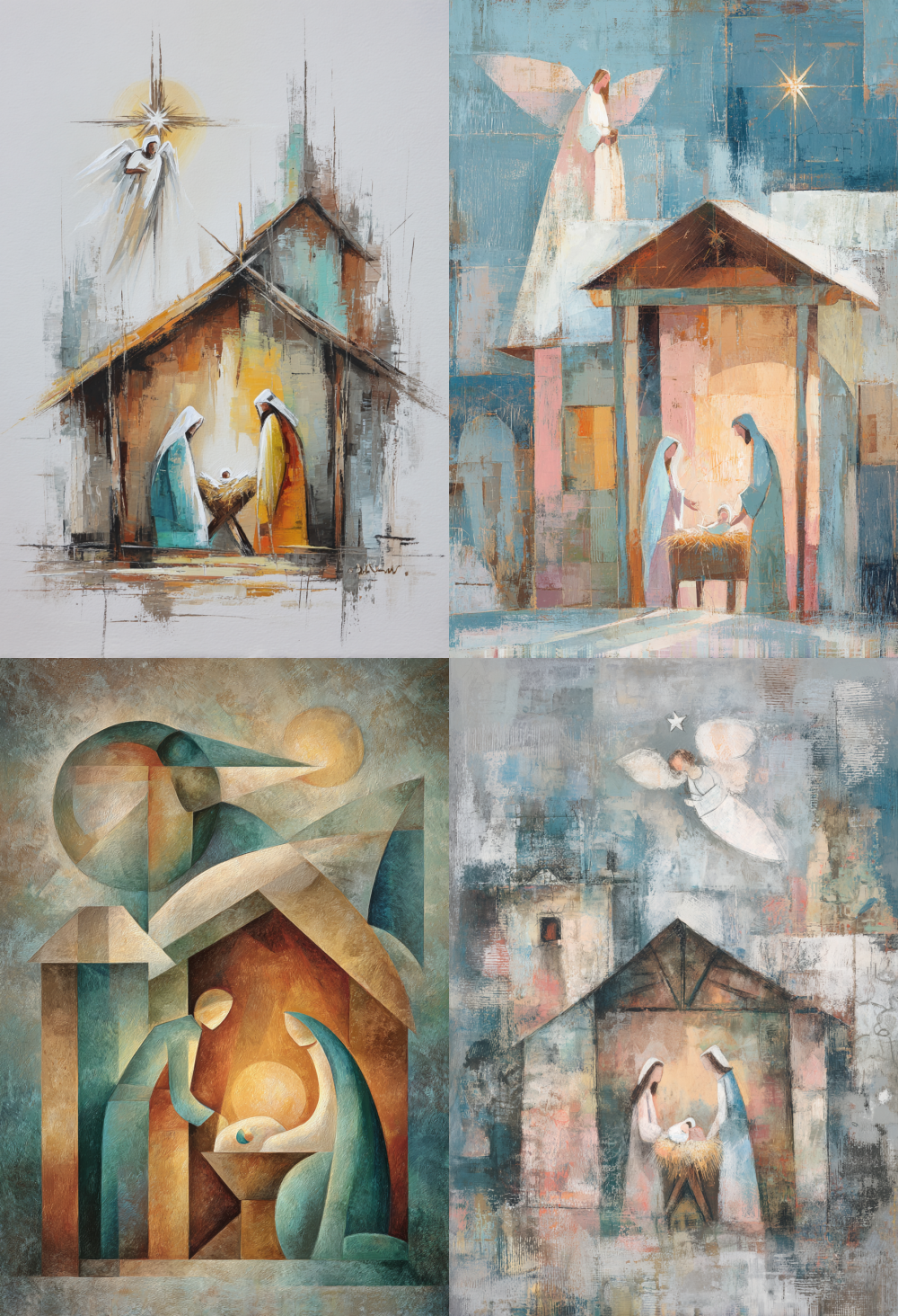 an abstract art depiction of the nativity scene, f... | Midjourney官网_AI ...