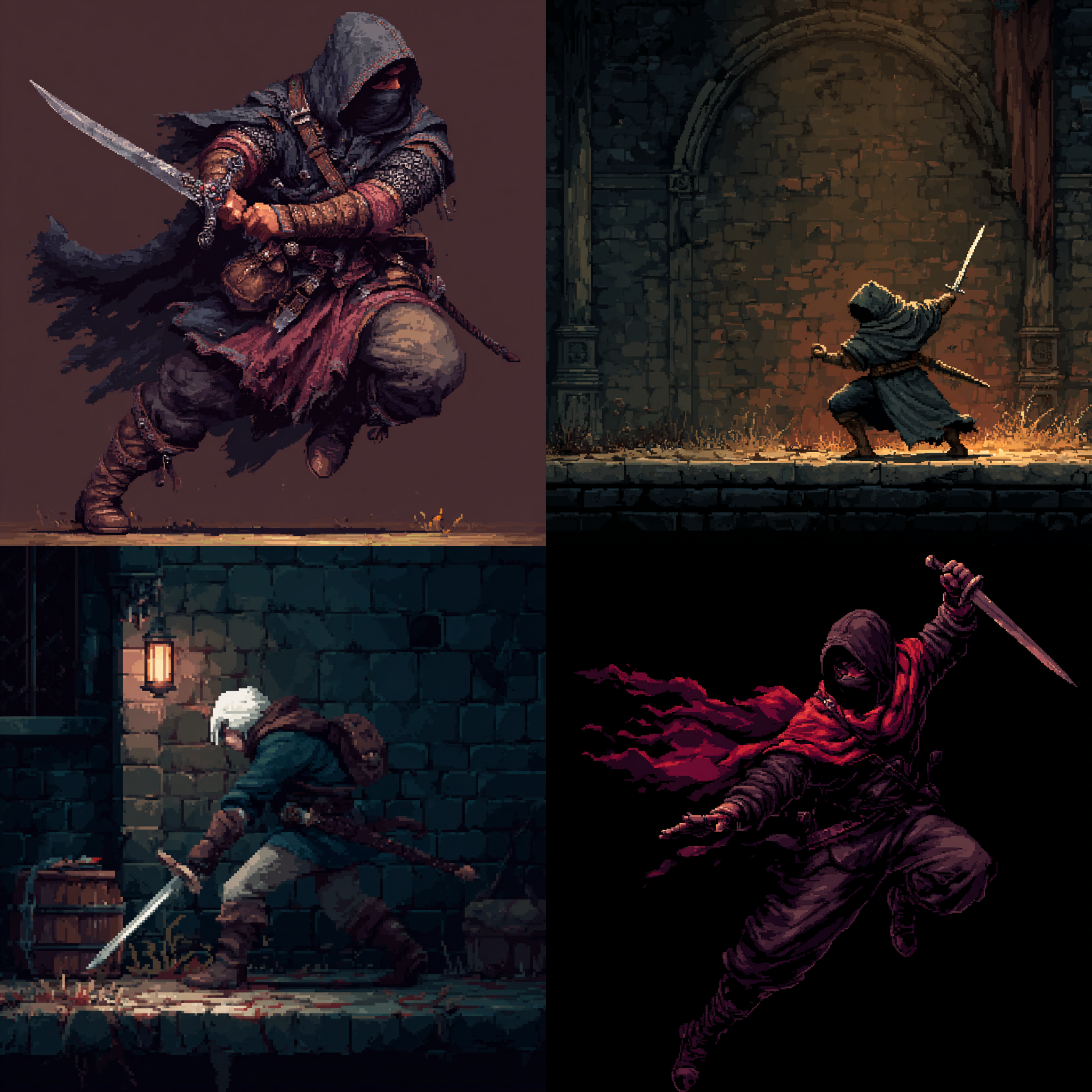 A thief wielding a dagger in a dark soul pixel gam... | Midjourney官网_AI ...