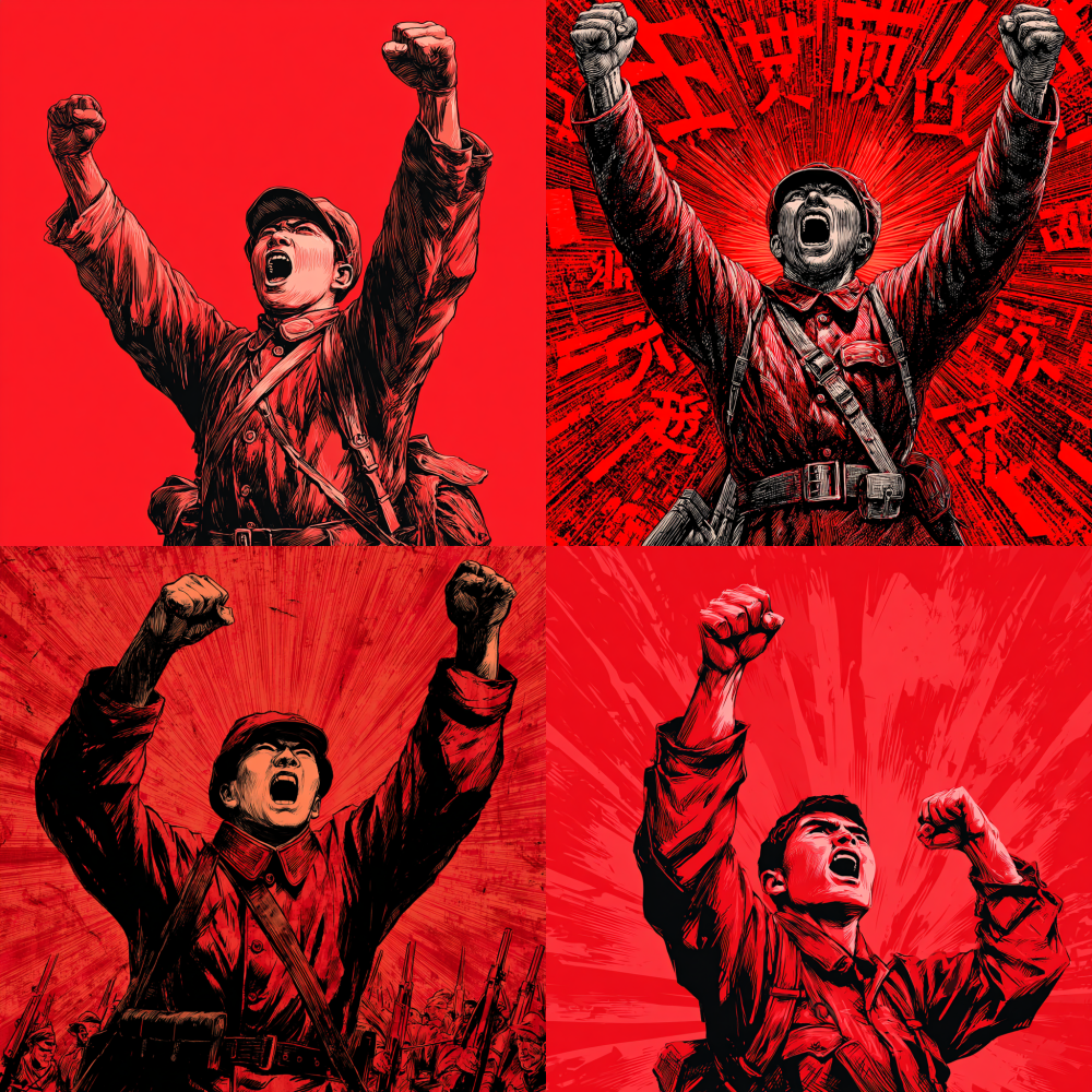 American comic style Chinese Red Army raises its a... | Midjourney官网_AI ...