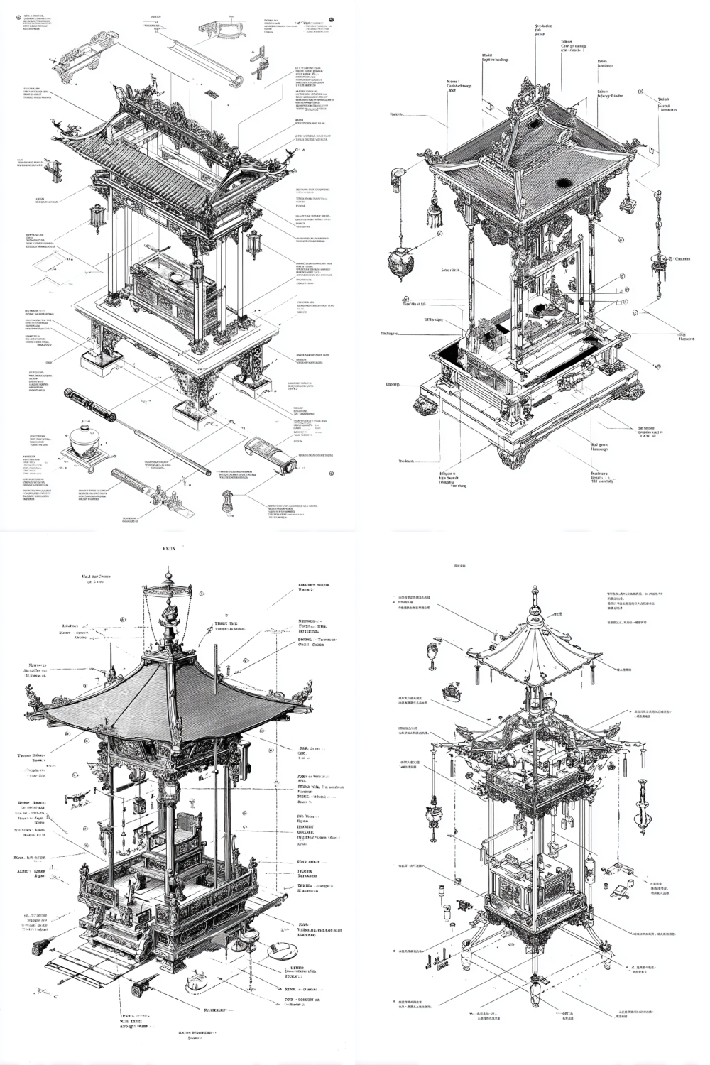 An exploded-view diagram of a ornate Chinese deity... | Midjourney官网_AI ...