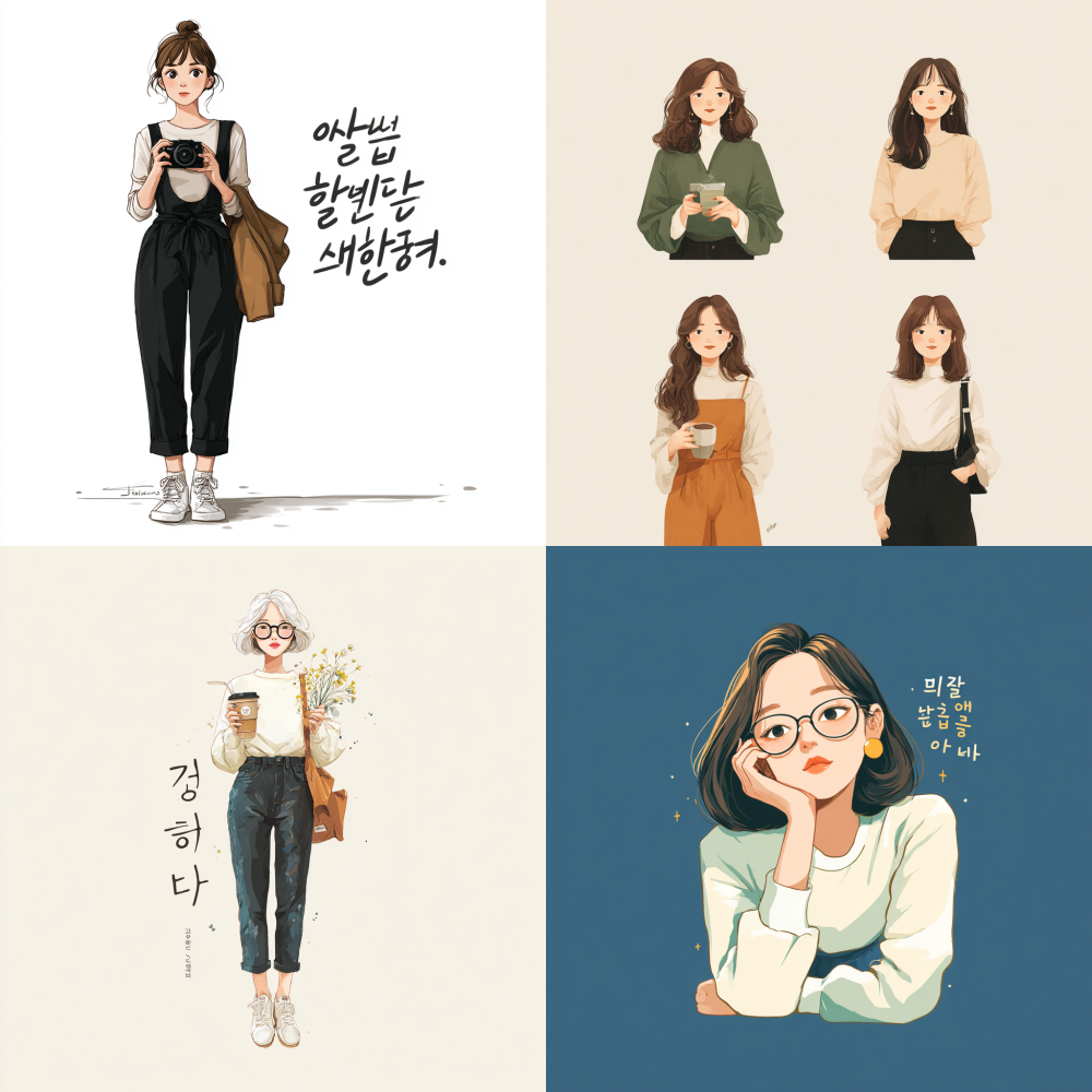 Korean illustration, clean background, cute, conci... | Midjourney官网_AI ...