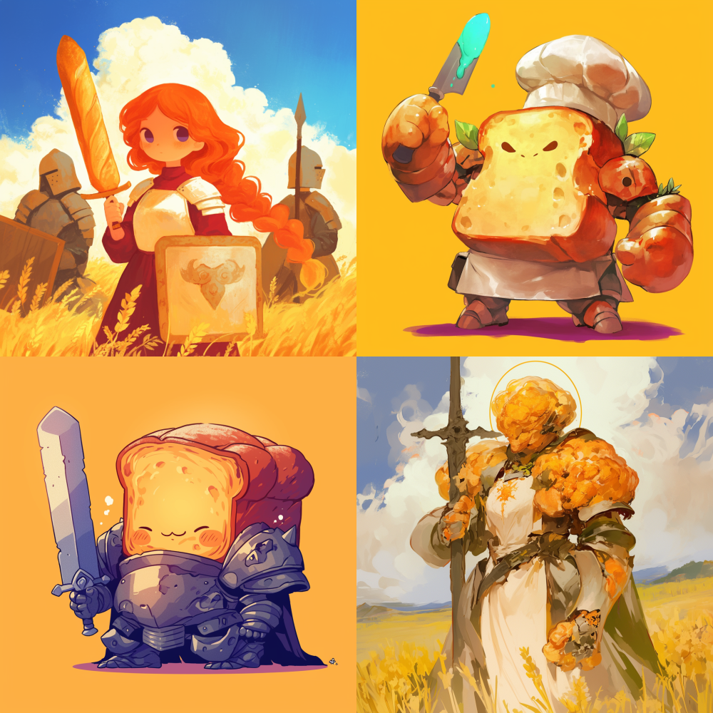 Illustration, a bread knight --niji | Midjourney官网_AI绘画在线生成工具