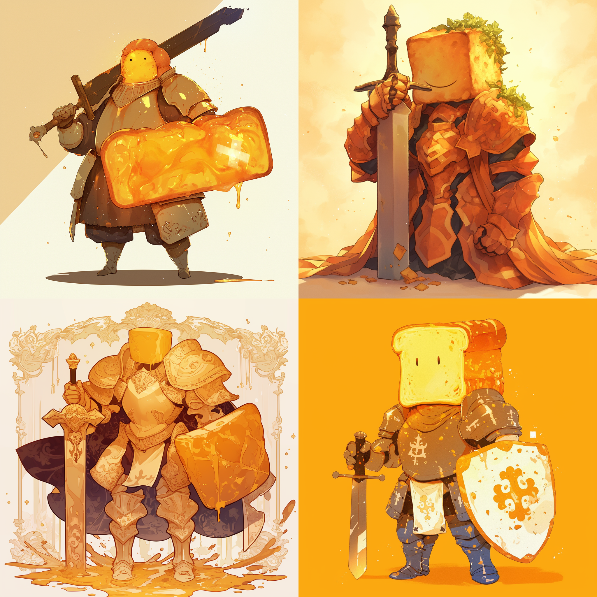 Illustration, a bread knight who fully made of bre... | Midjourney官网_AI ...