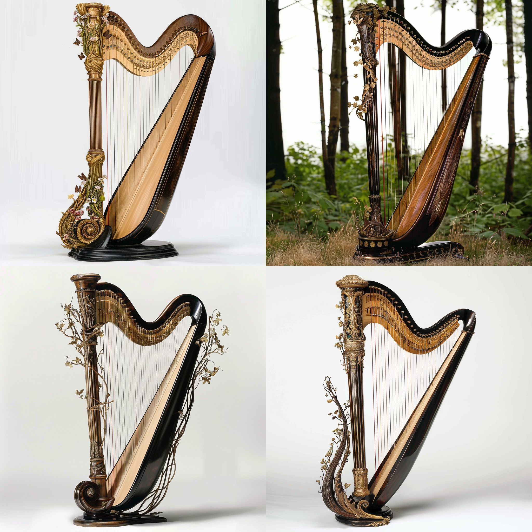 Transform this harp into a natural wooden form, ad... | Midjourney官网_AI ...