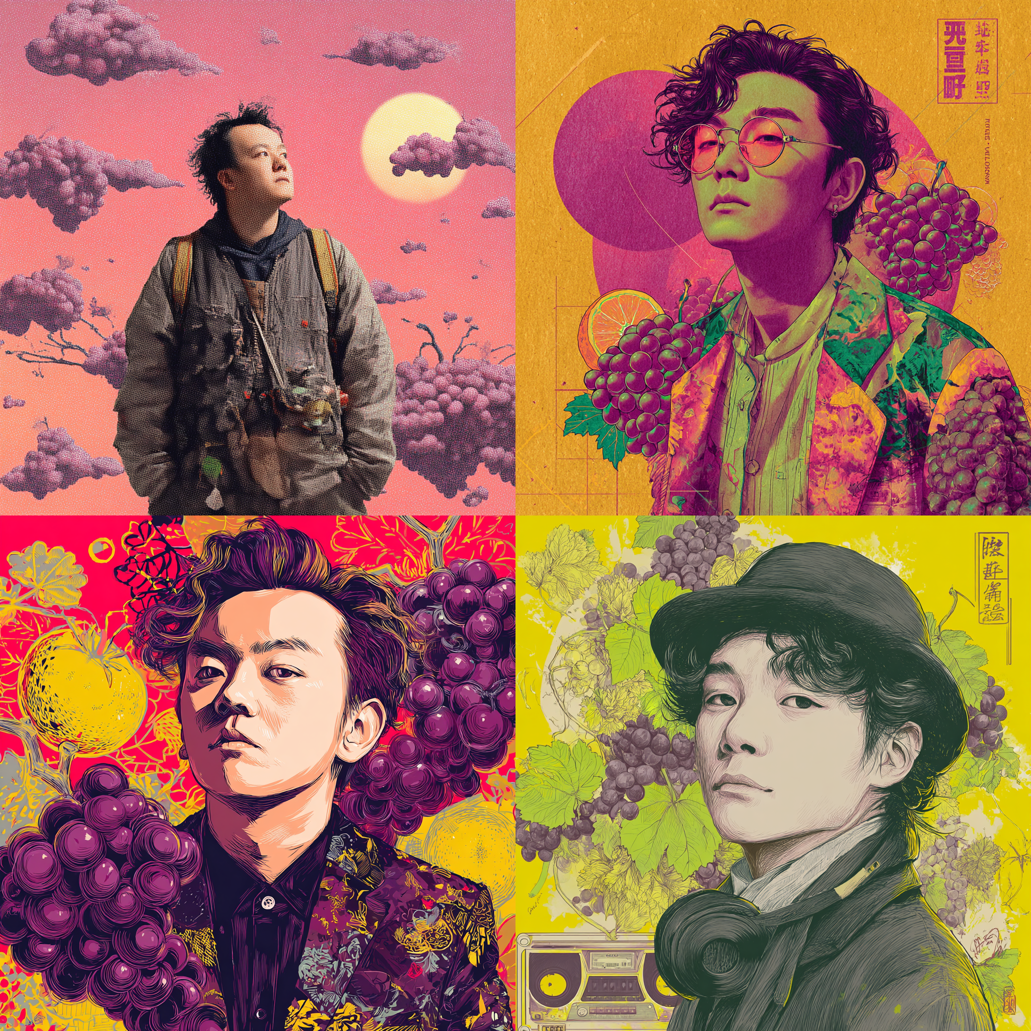 Draw an album cover of Eason Chan and Grape | Midjourney官网_AI绘画在线生成工具