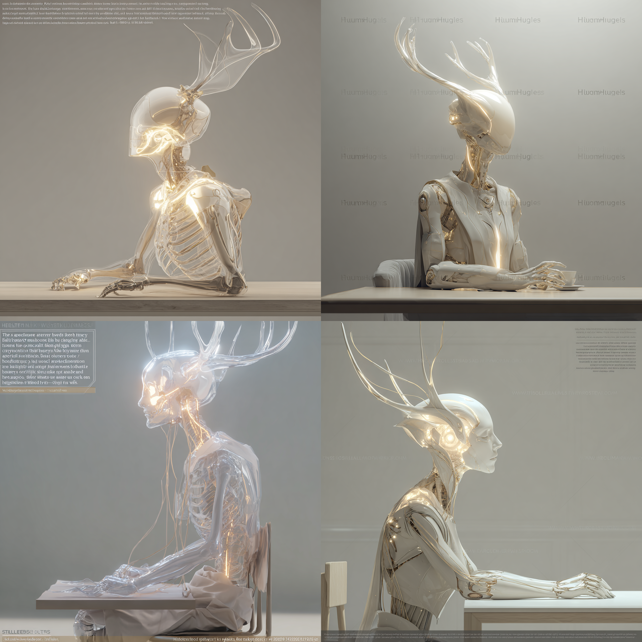 "A minimalist humanoid figure with translucent ske... | Midjourney官网_AI ...