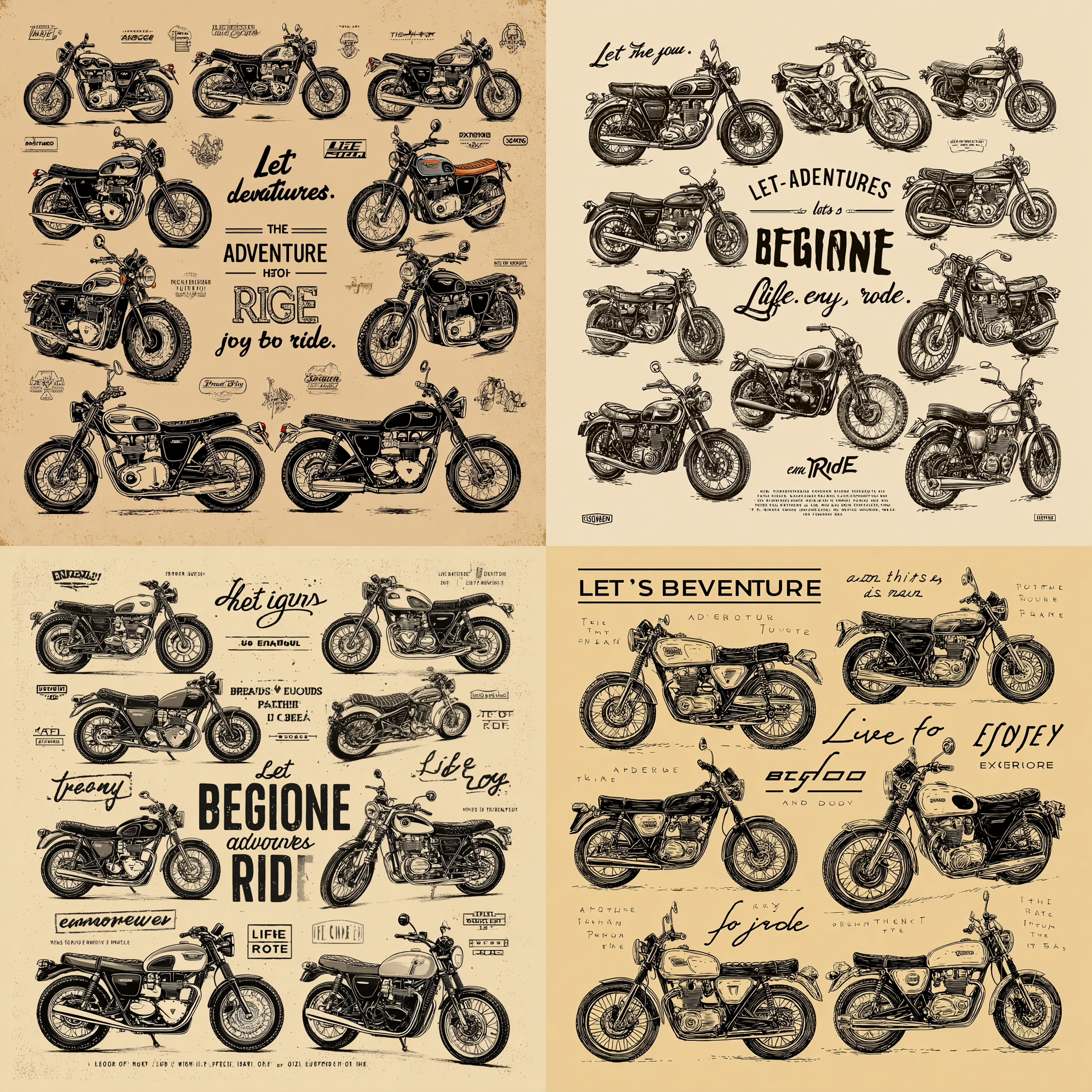 Vintage motorcycle poster, a collection of classic... | Midjourney官网_AI ...