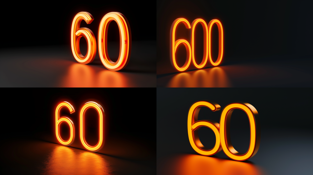 The number "6000" is a glowing orange neon light, ... | Midjourney官网_AI ...
