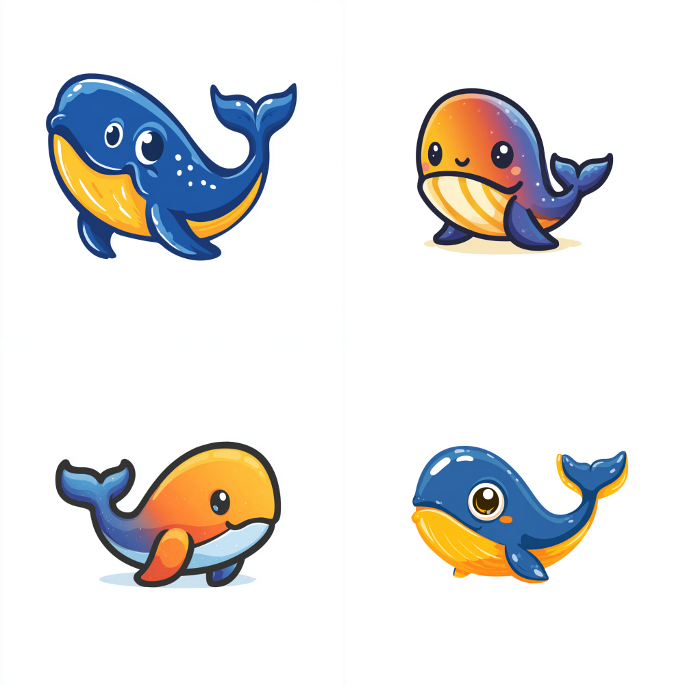 a cute cartoon whale logo, big round eyes, smiling... | Midjourney官网_AI ...