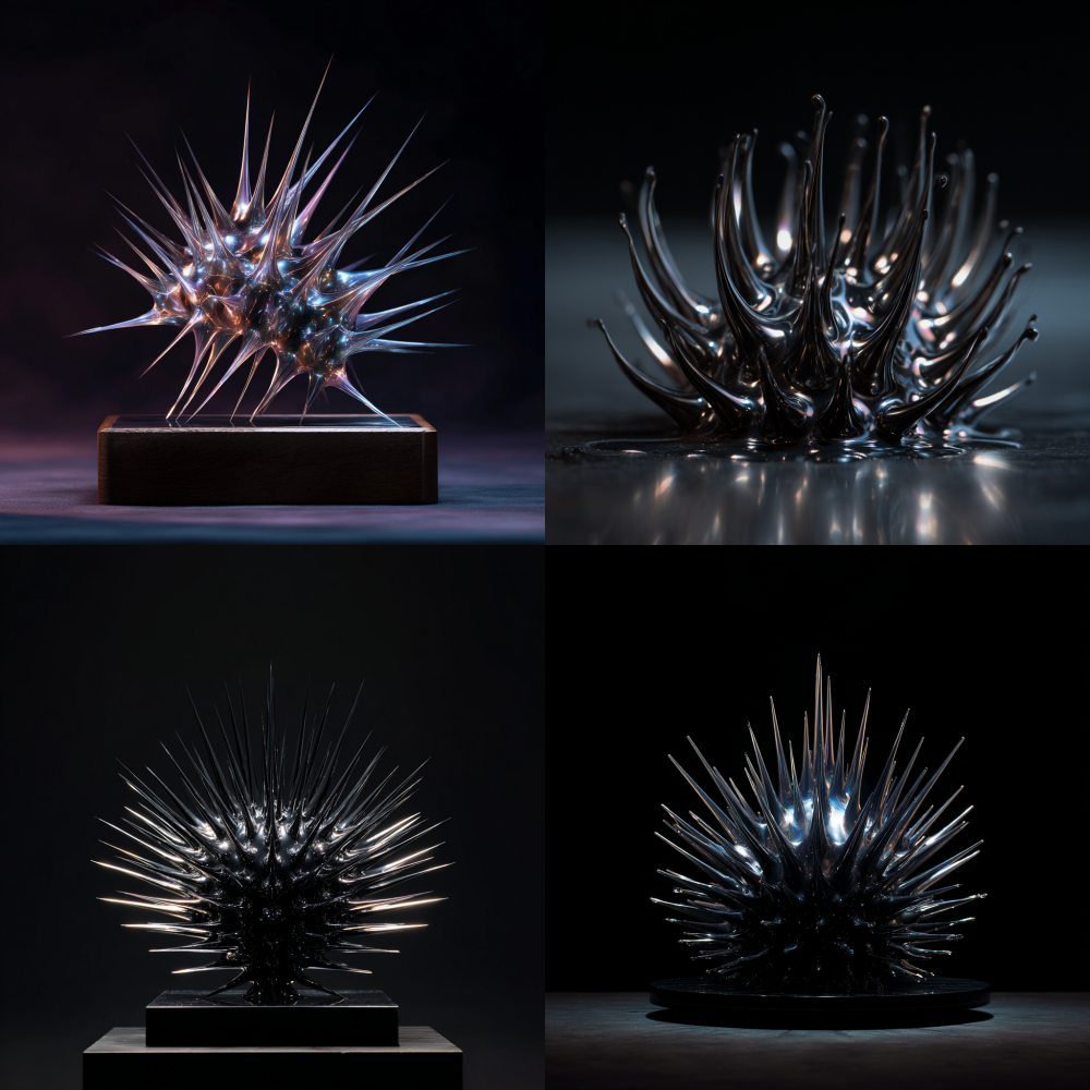 Kinetic sculpture of ferrofluid spikes, electromag... | Midjourney官网_AI ...