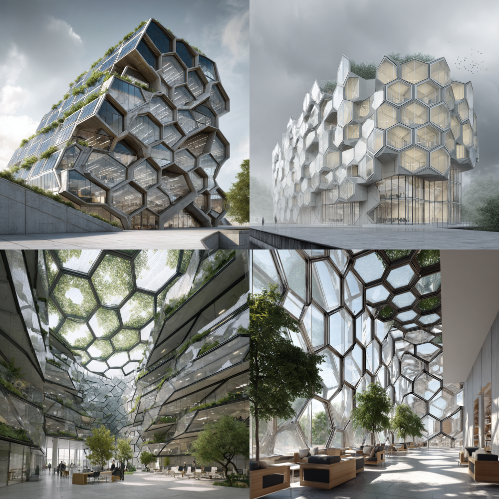 Design of R&D headquarters building: Shape: Hexago... | Midjourney官网_AI ...