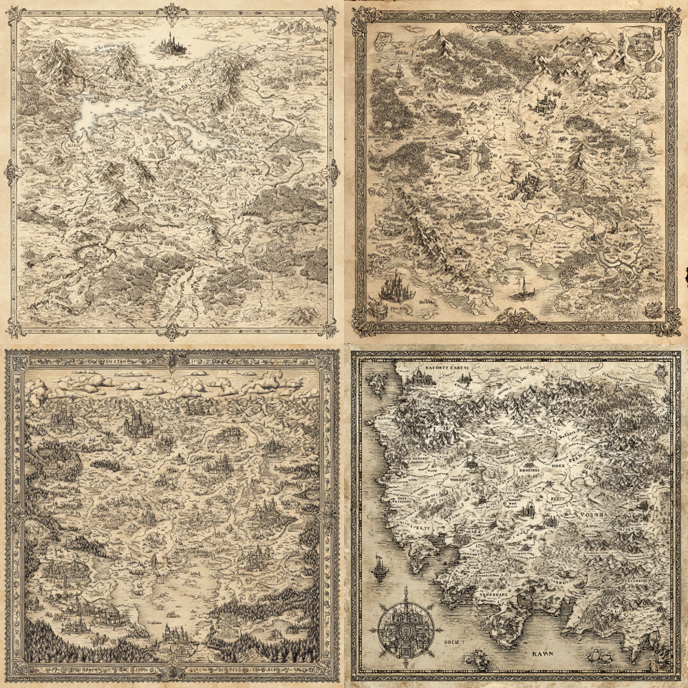 Square map, sheepskin paper texture, with a classi... | Midjourney官网_AI ...