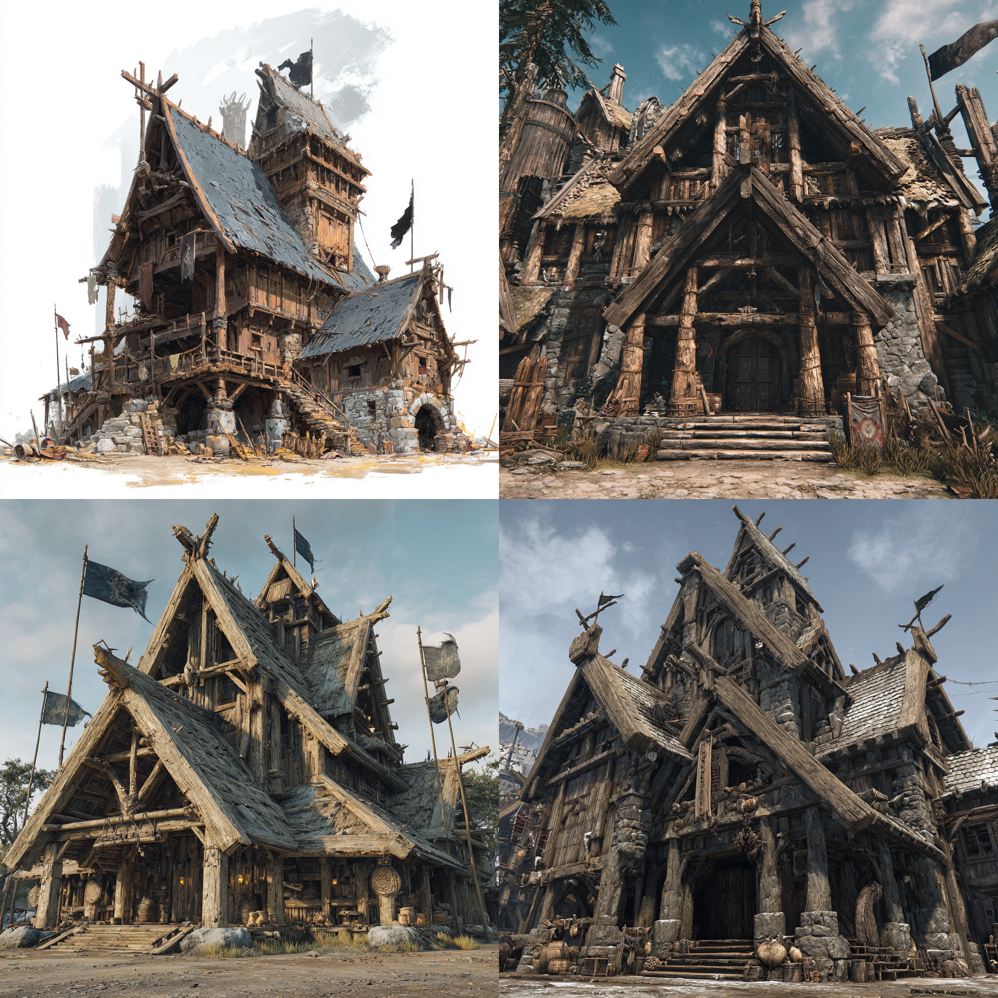 The town hall is mainly made of huge wood, rough s... | Midjourney官网_AI ...