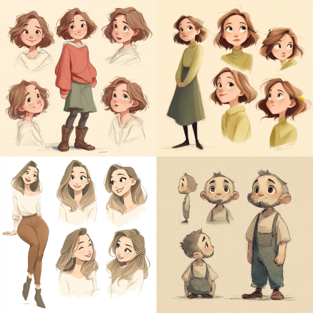 Cartoon style, full-body character design, with ro... | Midjourney官网_AI ...